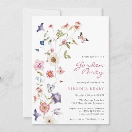 Wildflower Elegant Garden Party Invitation | Zazzle