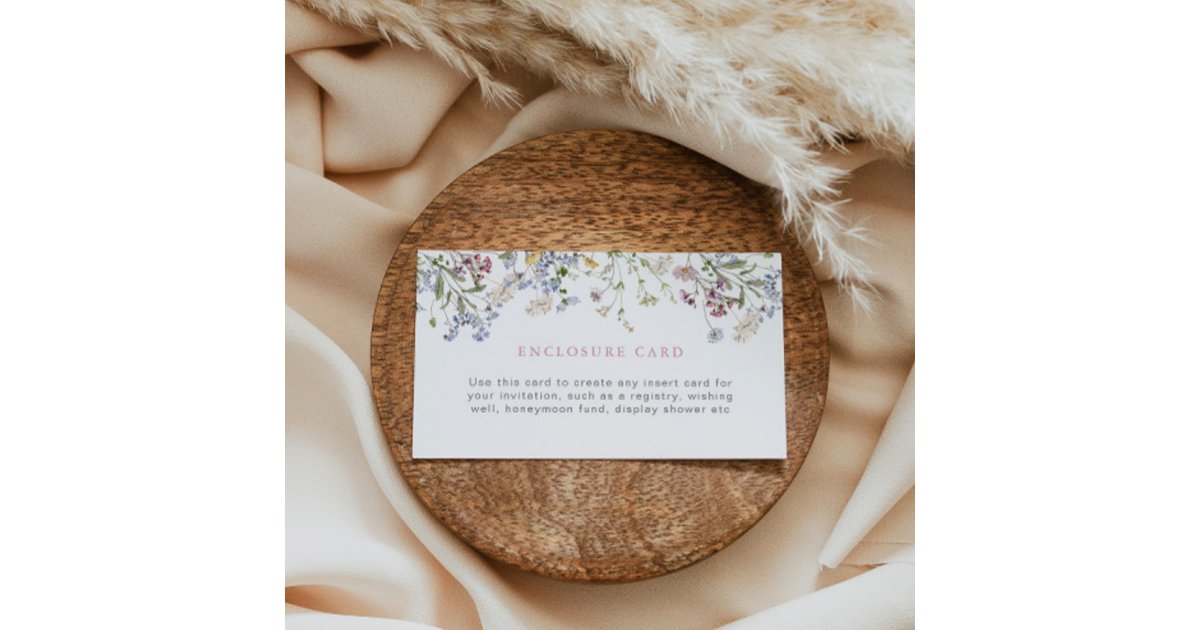 Wildflower Enclosure Card Custom Insert Floral | Zazzle