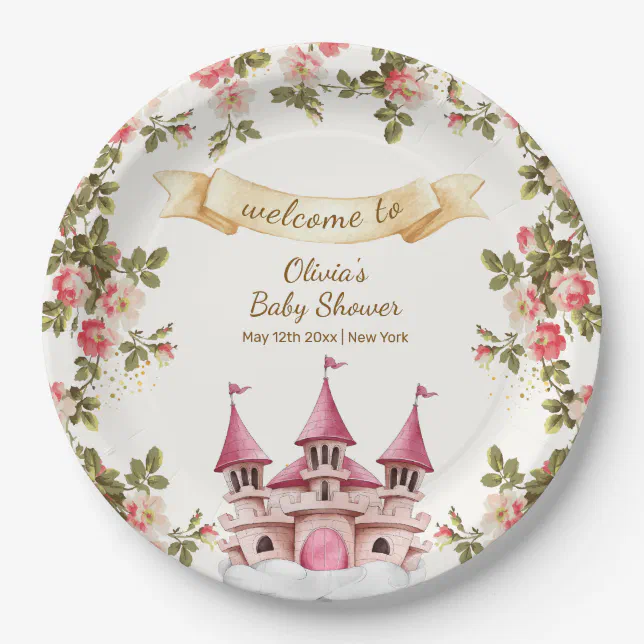 Wildflower Fairytale Castle Baby Shower Welcome Paper Plates | Zazzle