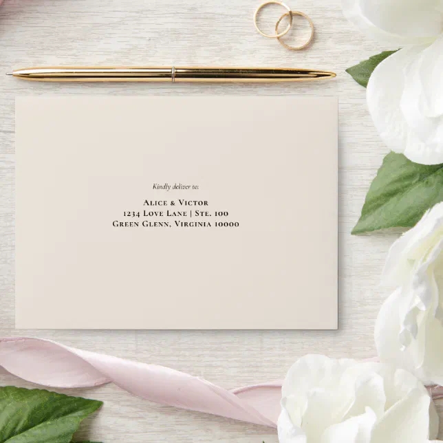 Wildflower Fern Beige Wedding Self-Addressed Envelope | Zazzle