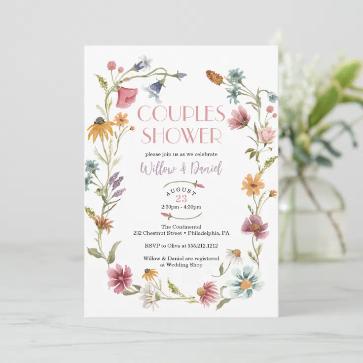 Wildflower Field Boho Couples Shower Invitation | Zazzle