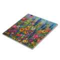 Wildflower field painting ceramic tile | Zazzle
