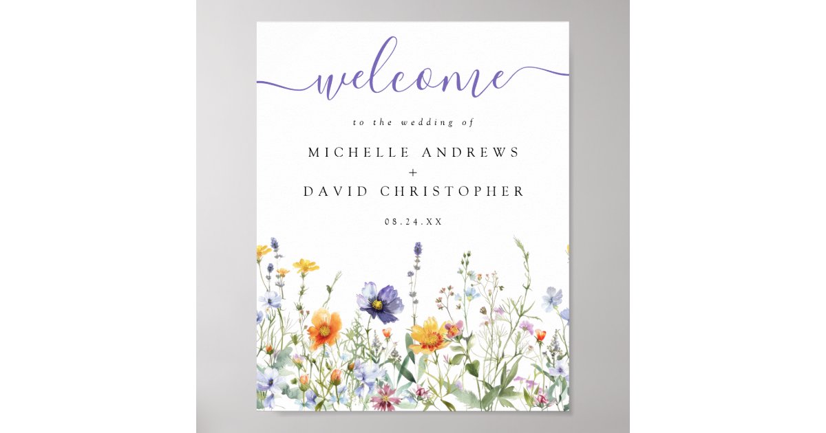 Wildflower Field Wedding Welcome Poster | Zazzle