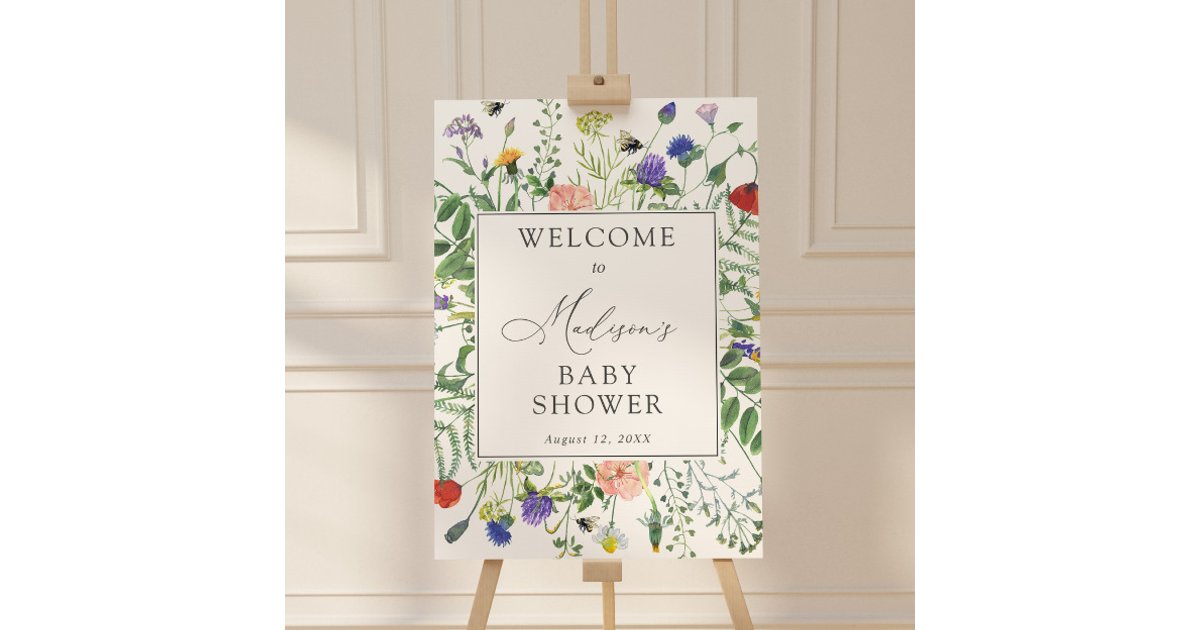 Wildflower Fields Baby Shower Welcome Sign | Zazzle