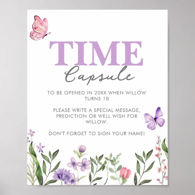 Wildflower First Birthday Time Capsule Poster | Zazzle