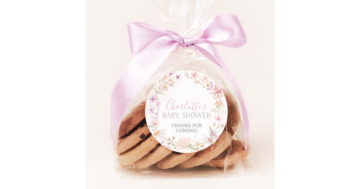 Wildflower Floral Baby Shower Favor Stickers | Zazzle