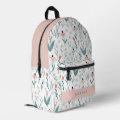 Wildflower Floral Garden Pattern White & Pink Printed Backpack | Zazzle
