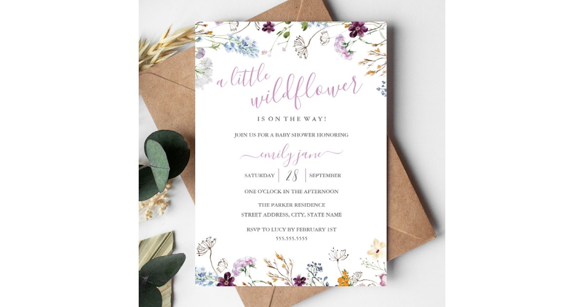Wildflower Floral Nature Baby Shower Invitation | Zazzle
