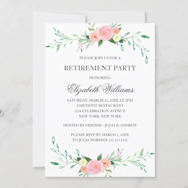 Wildflower Floral Retirement Party Card | Zazzle