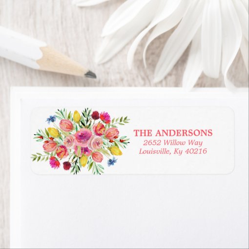 Wildflower Floral Watercolor Return Address Label | Zazzle