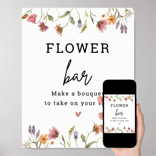 Wildflower Flower Bar Flower Station Sign | Zazzle