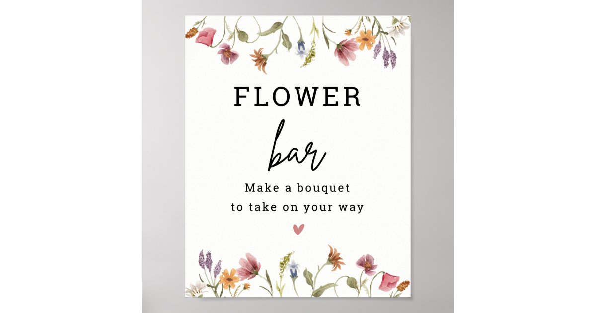 Wildflower Flower Bar Flower Station Sign | Zazzle