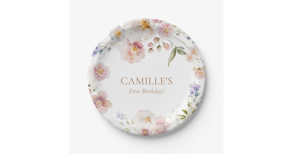 Wildflower Garden Birthday Paper Plates | Zazzle