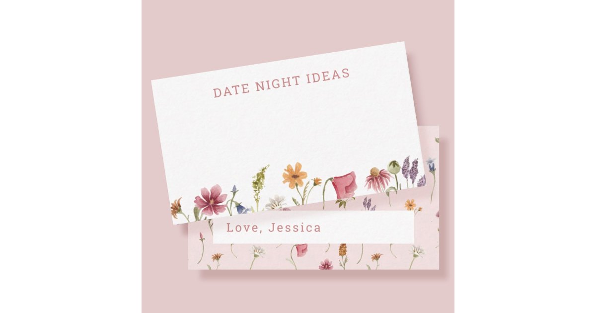 Wildflower Garden Date Night Ideas Enclosure Card | Zazzle