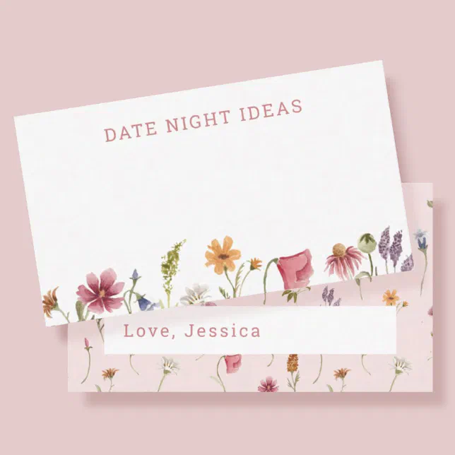 Wildflower Garden Date Night Ideas Enclosure Card | Zazzle