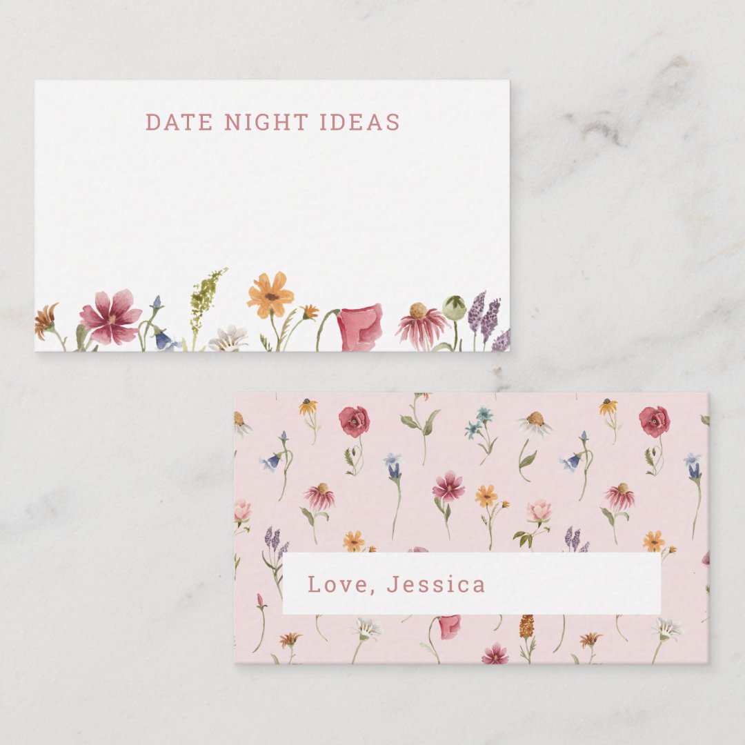 Wildflower Garden Date Night Ideas Enclosure Card | Zazzle
