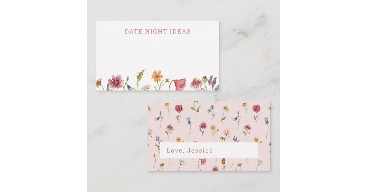 Wildflower Garden Date Night Ideas Enclosure Card | Zazzle