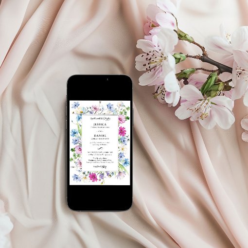 Wildflower Garden Floral Framed Wedding Invitation | Zazzle