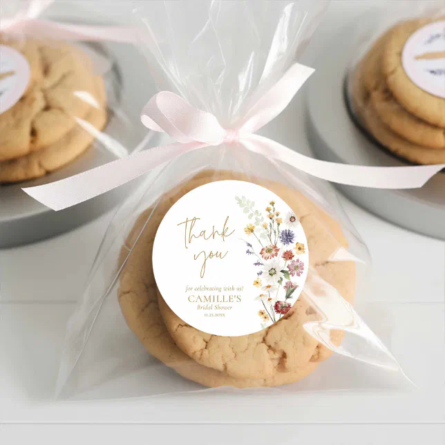 Wildflower Garden Thank you Classic Round Sticker | Zazzle