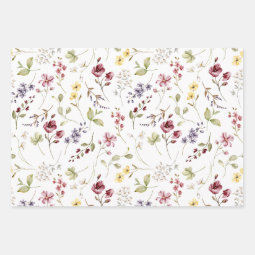 Wildflower Garden White Floral Wrapping Paper Sheets | Zazzle