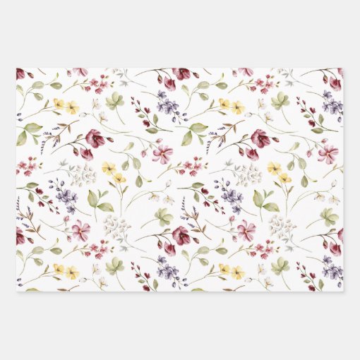 Wildflower Garden White Floral Wrapping Paper Sheets | Zazzle