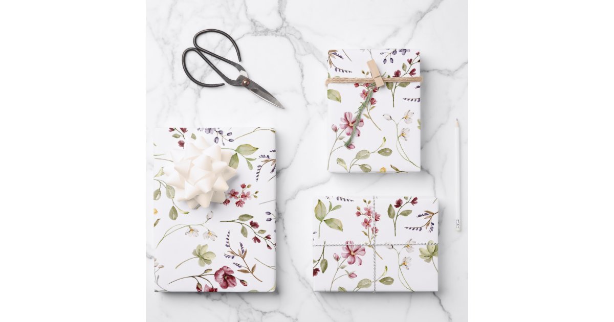 Wildflower Garden White Floral Wrapping Paper Sheets | Zazzle