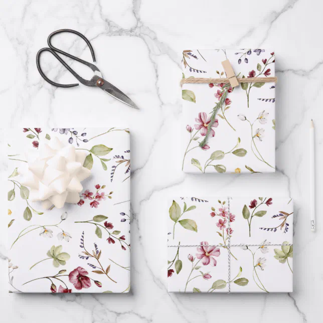 Wildflower Garden White Floral Wrapping Paper Sheets | Zazzle