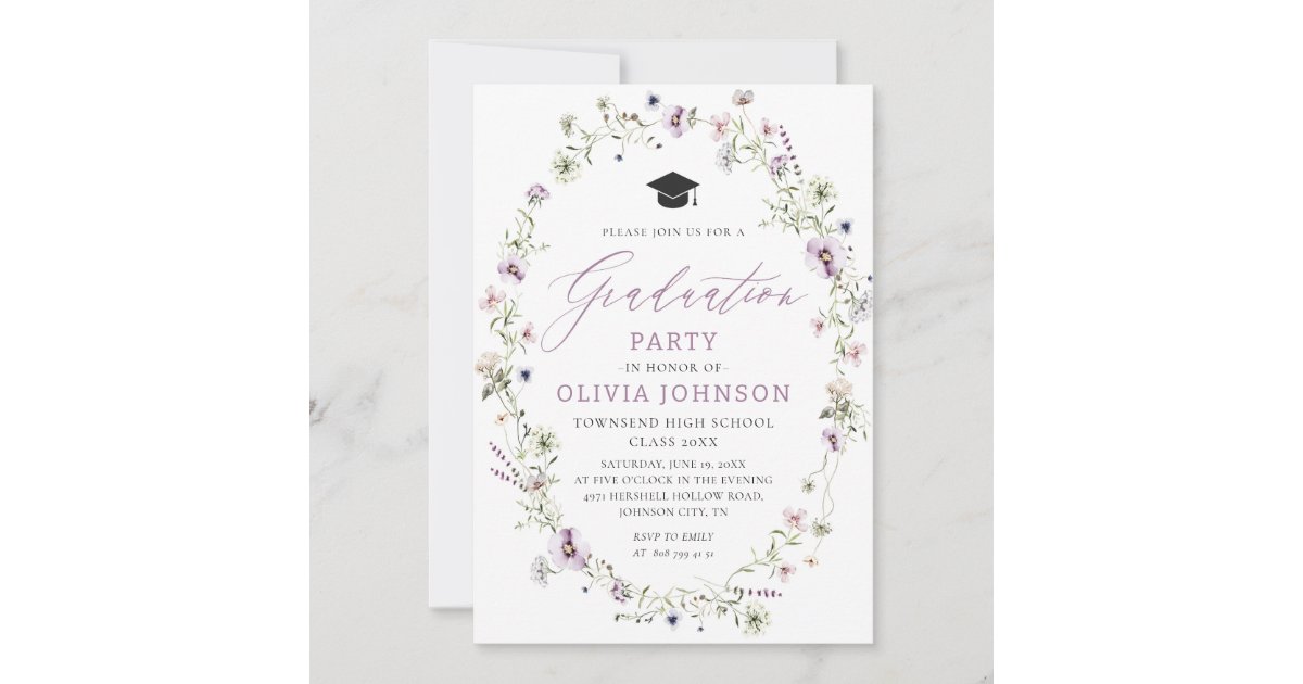 Wildflower Graduation Invitation Announcement | Zazzle