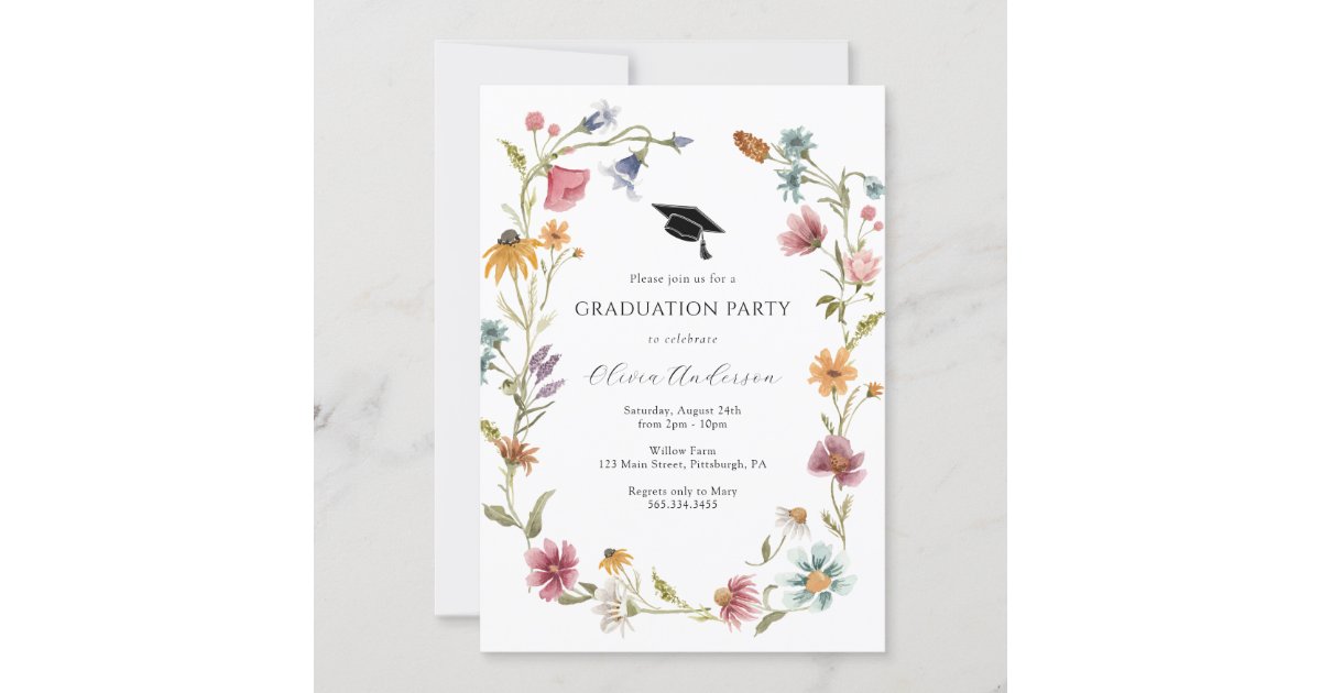 Wildflower Graduation Party Invitation | Zazzle