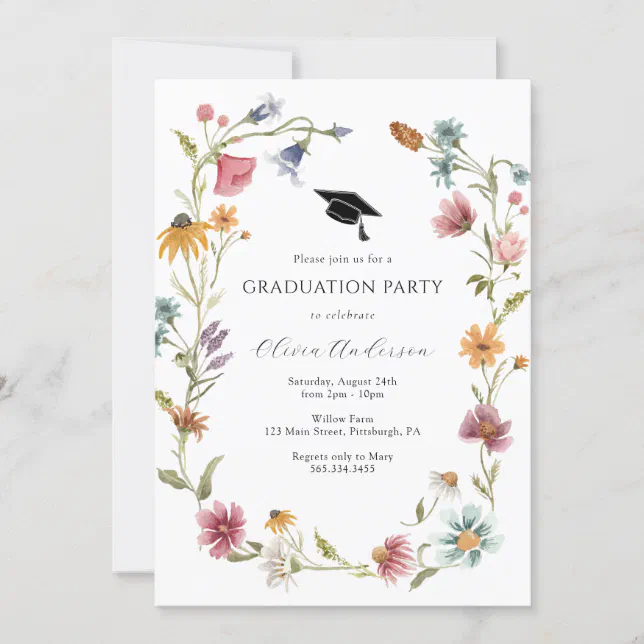 Wildflower Graduation Party Invitation | Zazzle