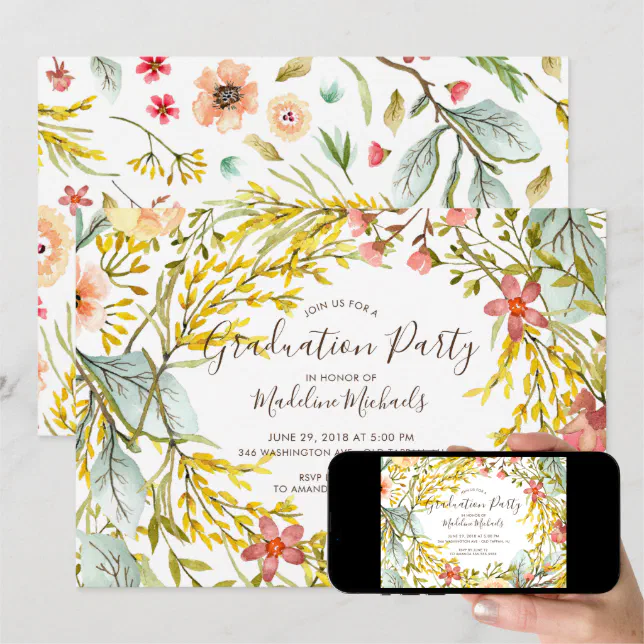 Wildflower Graduation Party Invitation | Zazzle