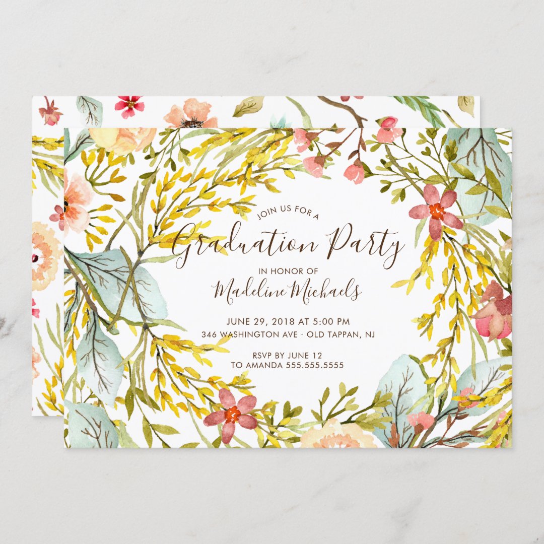 Wildflower Graduation Party Invitation | Zazzle
