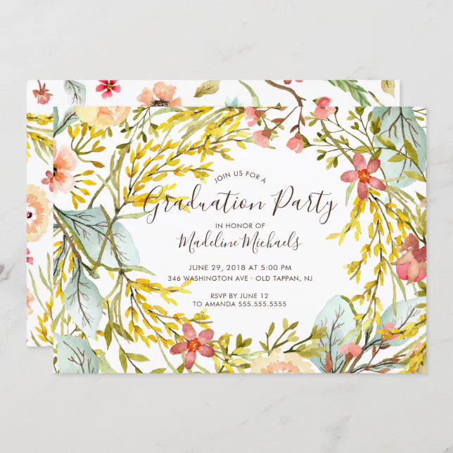 Wildflower Graduation Party Invitation | Zazzle