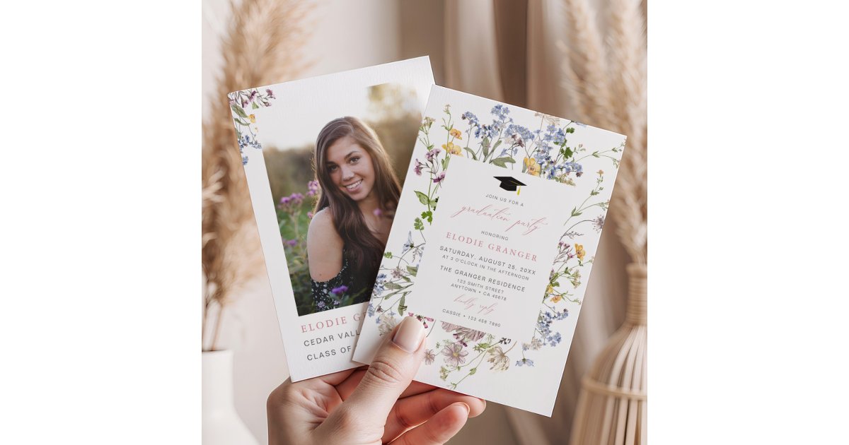 Wildflower Graduation Party Invitation Whimsical | Zazzle