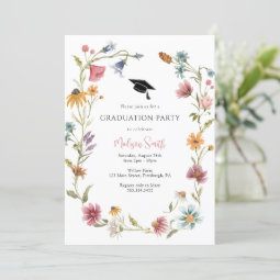 Wildflower Graduation Party Invitation with Photo | Zazzle