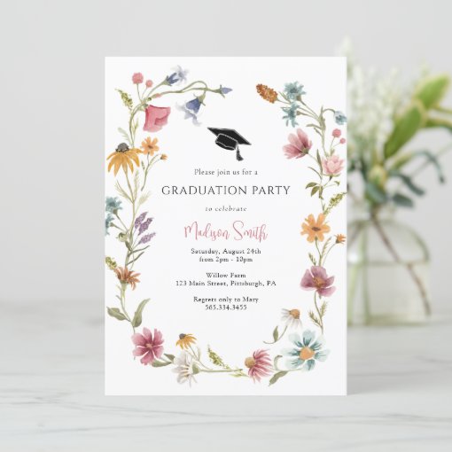 Wildflower Graduation Party Invitation with Photo | Zazzle
