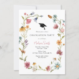 Wildflower Graduation Party Invitation with Photo | Zazzle