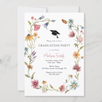 Wildflower Graduation Party Invitation with Photo | Zazzle