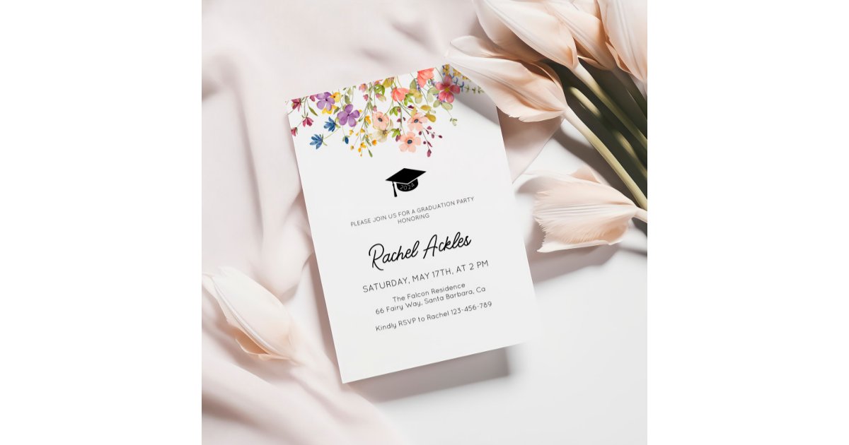 Wildflower Graduation Party Invite, Floral Grad Invitation | Zazzle
