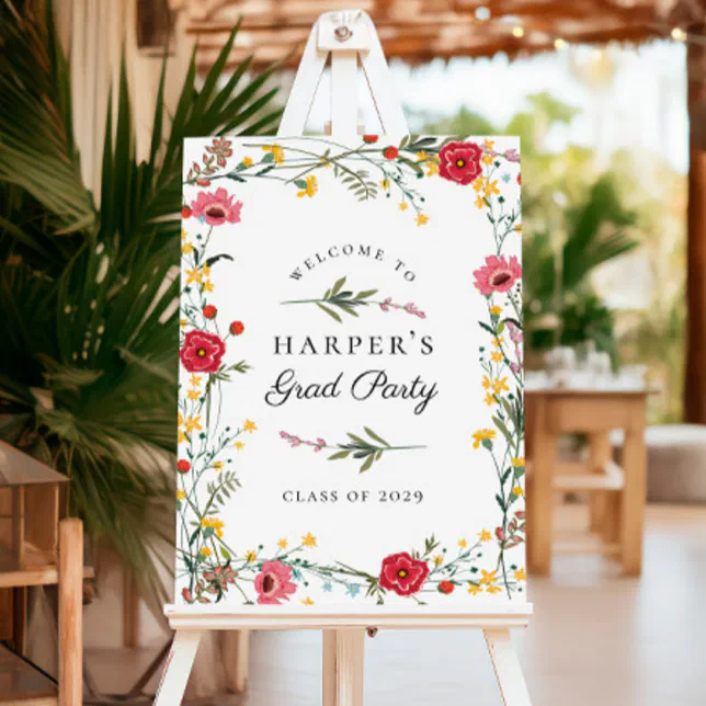 Wildflower Graduation Party Welcome Sign | Zazzle