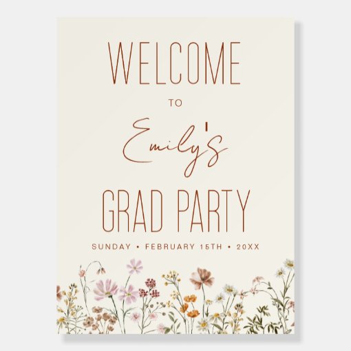 Wildflower Graduation Party Welcome Sign In Bloom | Zazzle