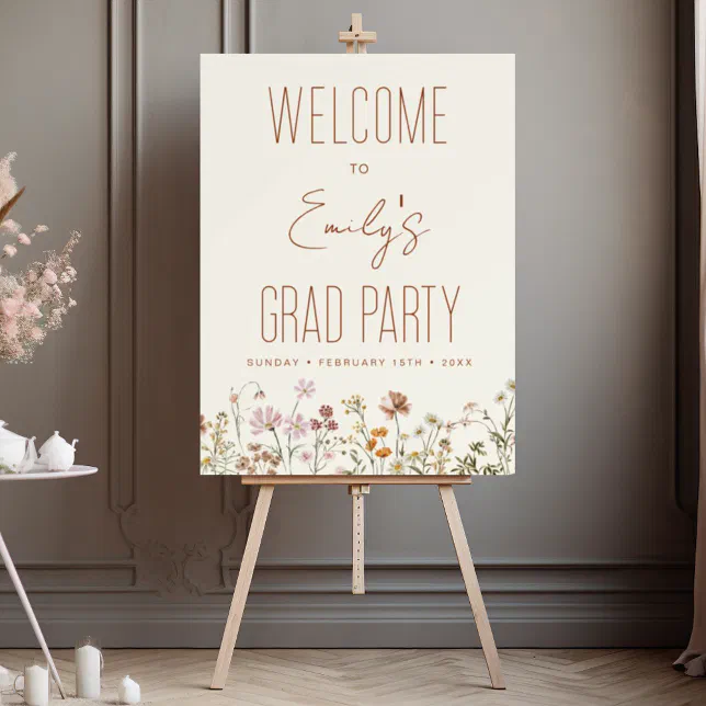 Wildflower Graduation Party Welcome Sign In Bloom | Zazzle
