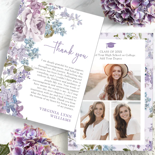 Wildflower Graduation Thank You Card | Zazzle