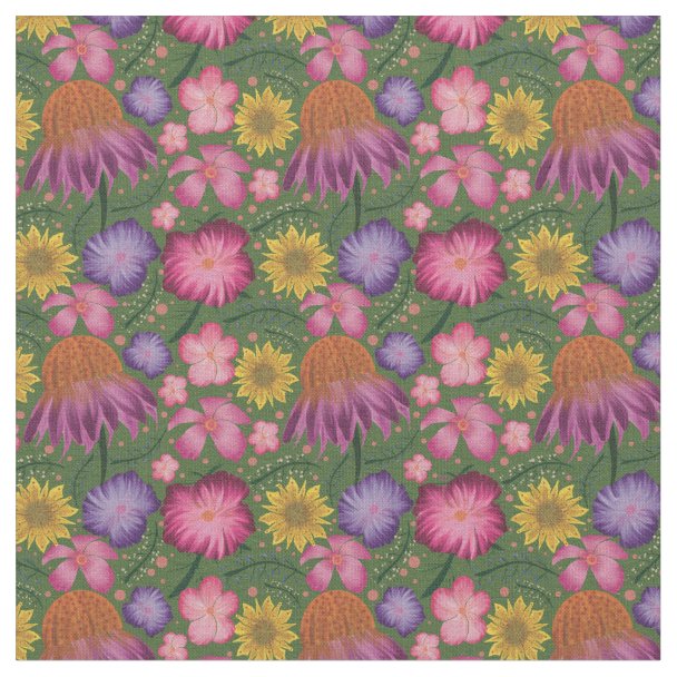 Summer Wildflower Pattern Fabric | Zazzle