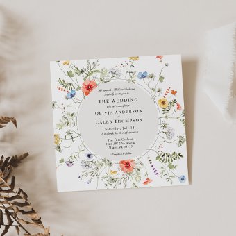Wildflower Greenery Frame Invitation | Zazzle