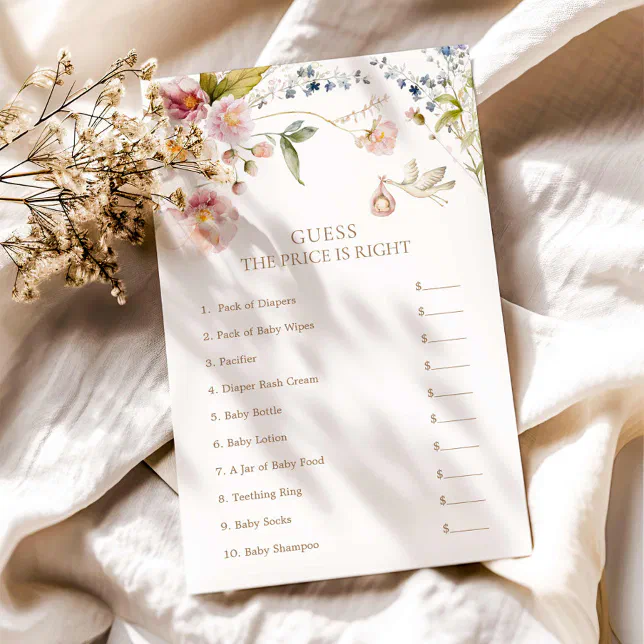 Wildflower Guess the Price Baby Shower Game | Zazzle