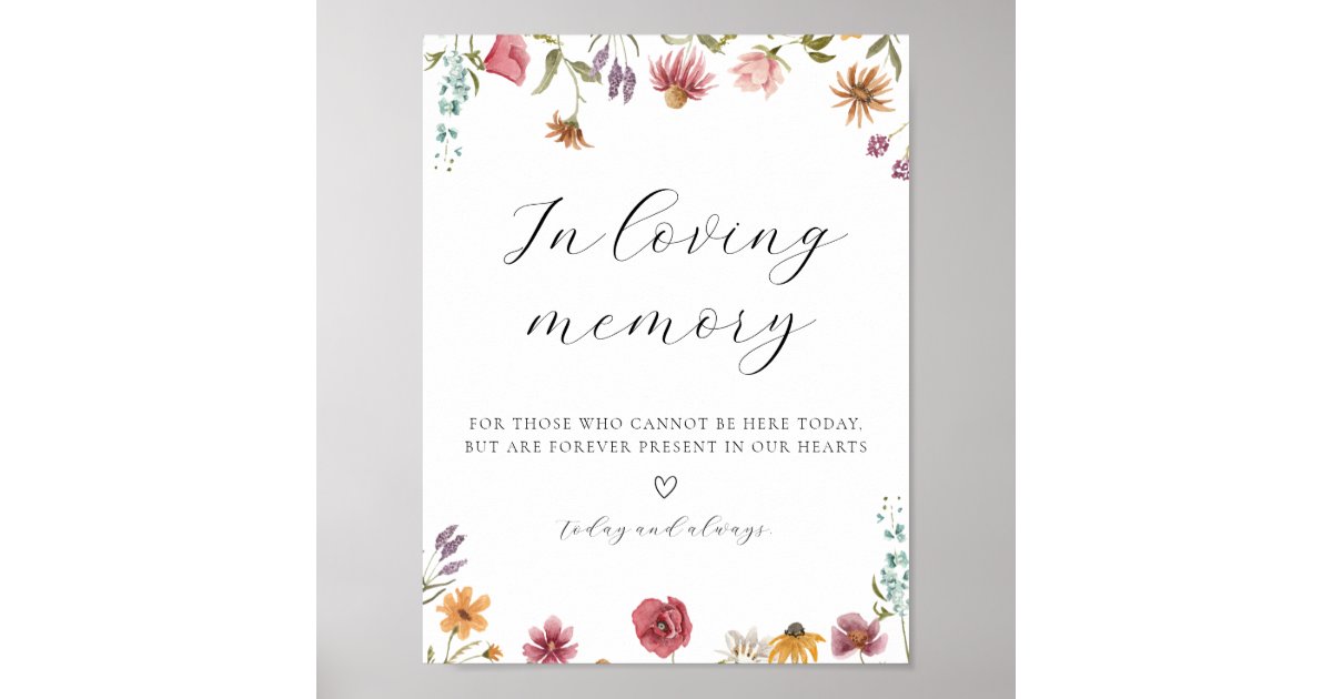 Wildflower In Loving Memory Sign | Zazzle