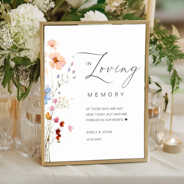 Wildflower "In Loving Memory" Wedding Poster | Zazzle