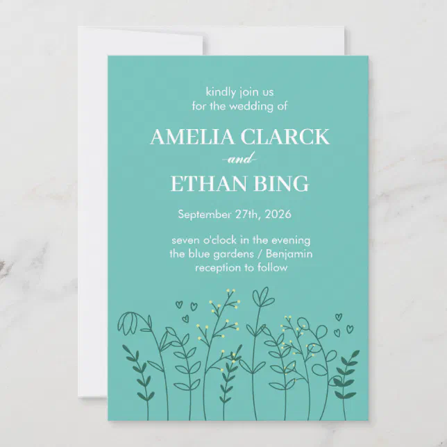 Wildflower Light Green Wedding Invitation | Zazzle