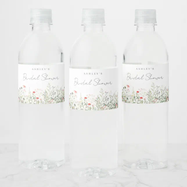 Wildflower Meadow Bridal Shower Water Bottle Label | Zazzle